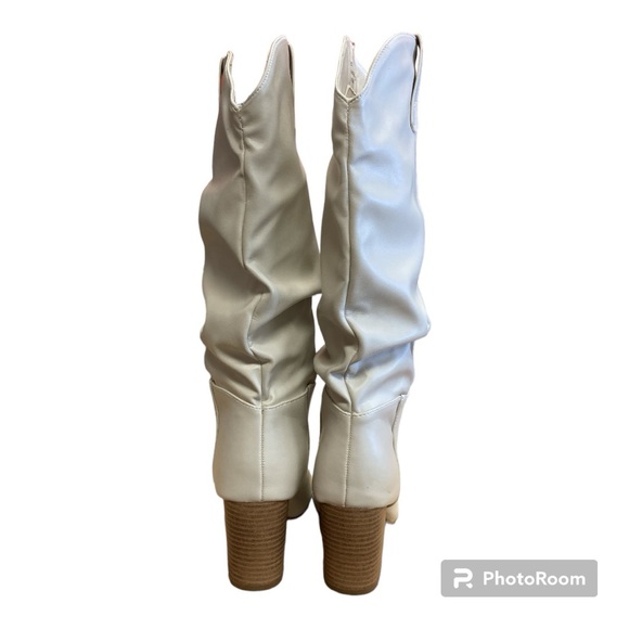 Sugar | Shoes | Womens Ivory Stacked Heel Dress Boots | Poshmark